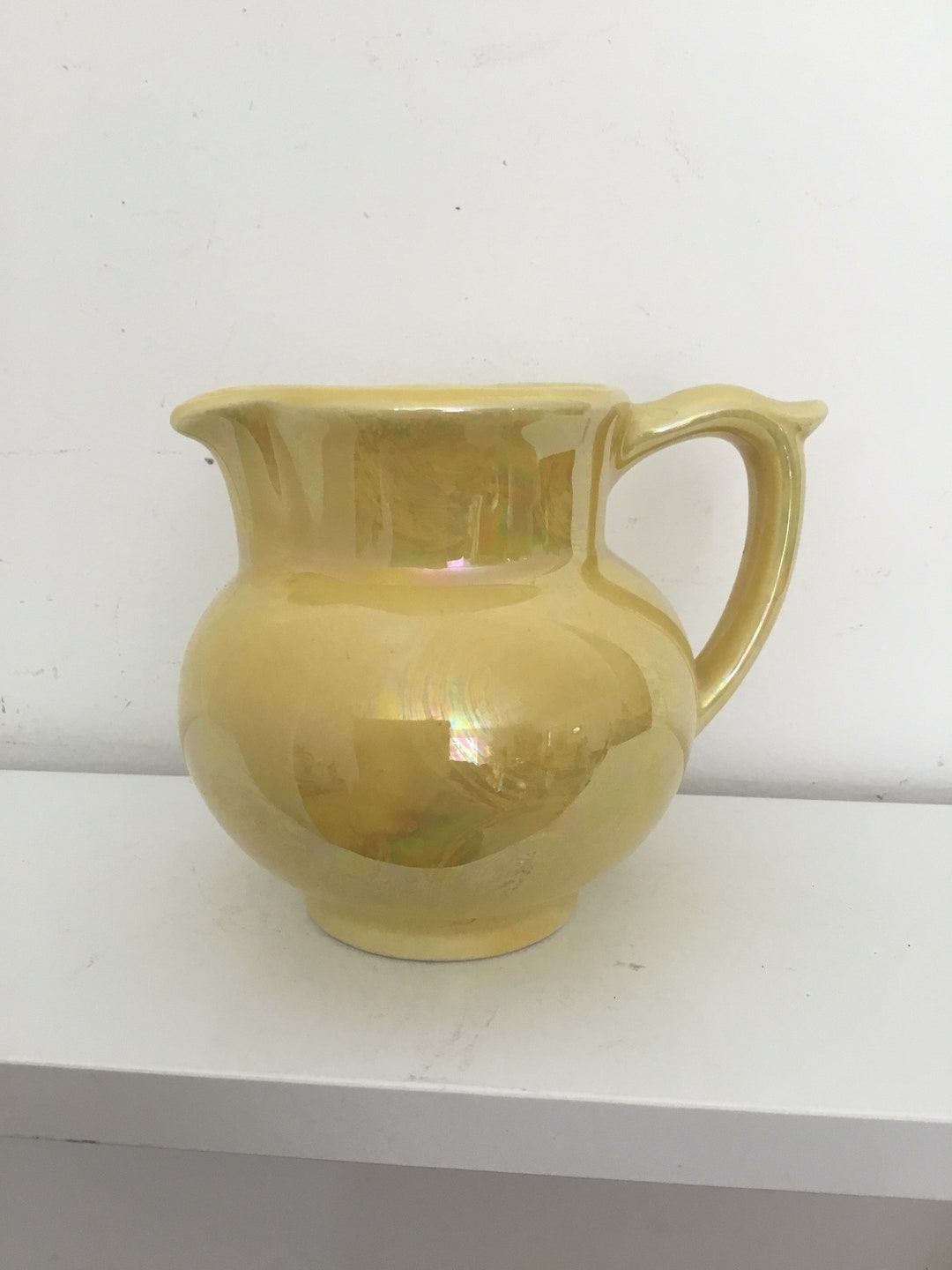 Vintage “the Pantry Parade” Small Yellow Lusterware Pitcher/creamer ...