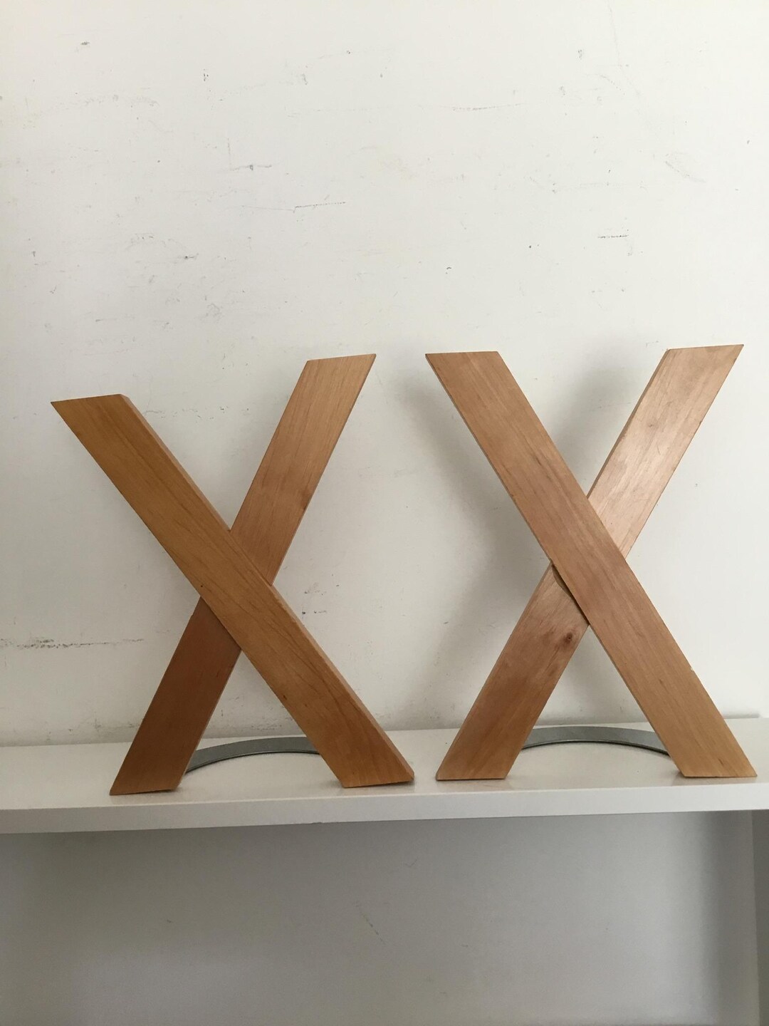 Pair of Large Minimalist X Shaped Wooden Bookends. Pair of Homemade ...