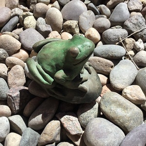 Small Handmade Fired Clay Frog Figure. Small Cute Green Artist Made ...