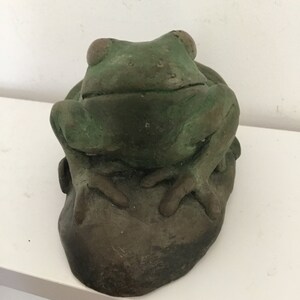 Small Handmade Fired Clay Frog Figure. Small Cute Green Artist Made ...