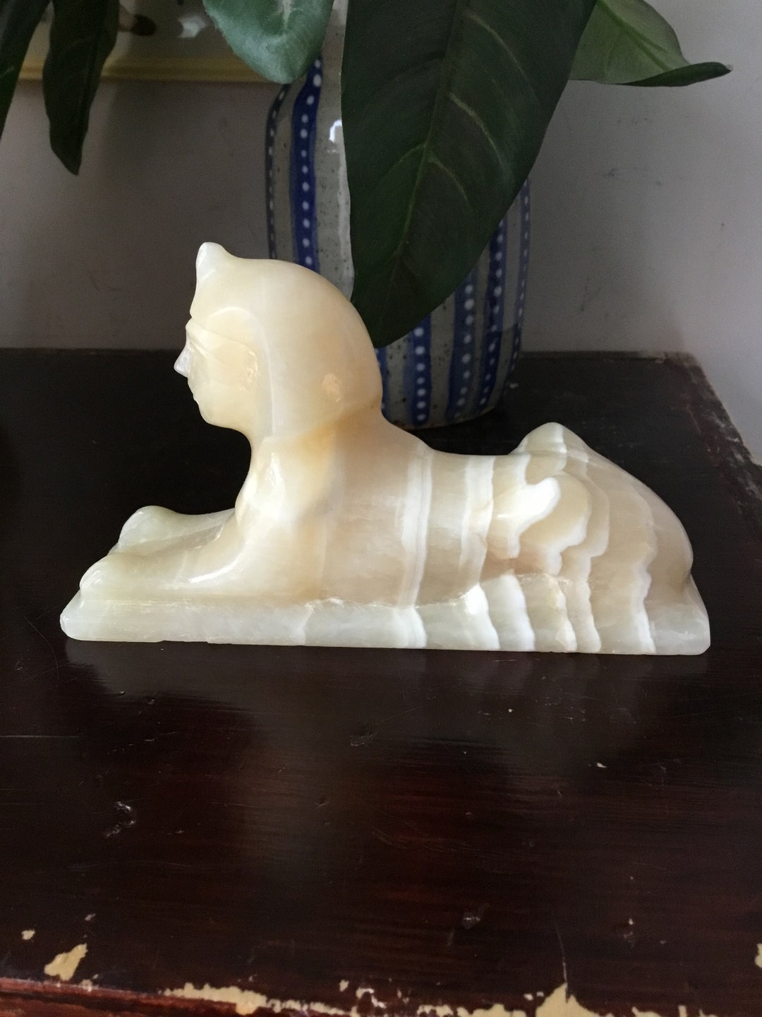 Light Colored Onyx Sphinx Figure/paperweight/bookend. Mid Sized Heavy ...