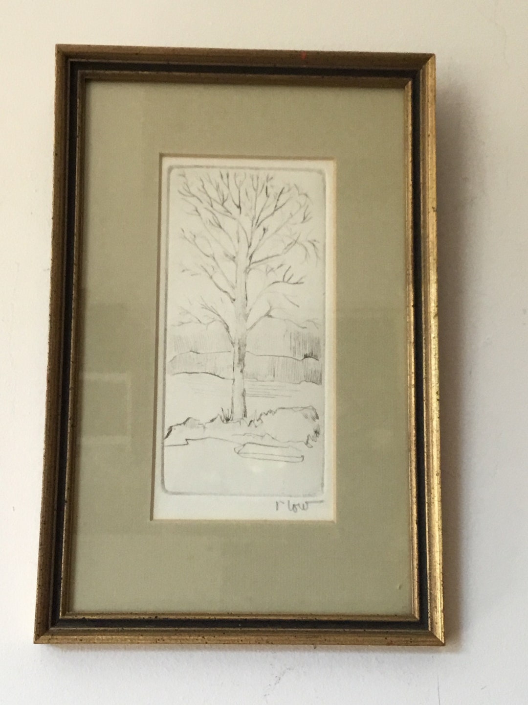 Small Artist Signed Pen and Ink Drawing, Beautifully Matted and Framed ...