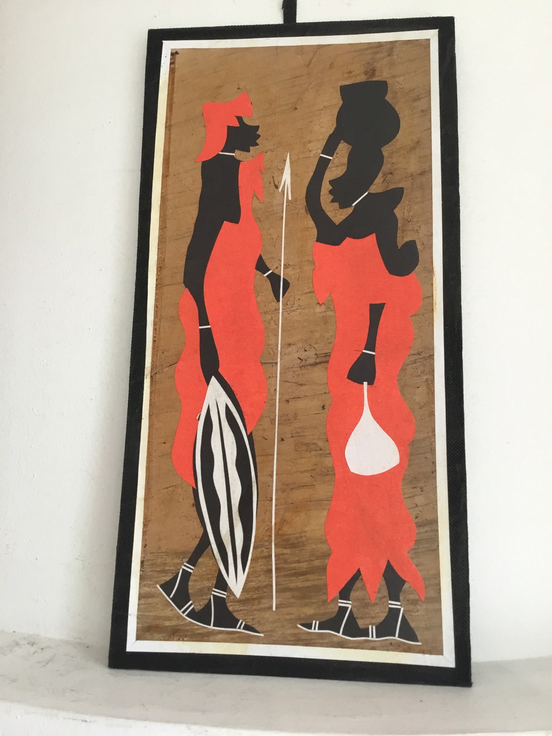 Vintage MCM African Wall Hanging. Mid Century Wall Hanging With African ...