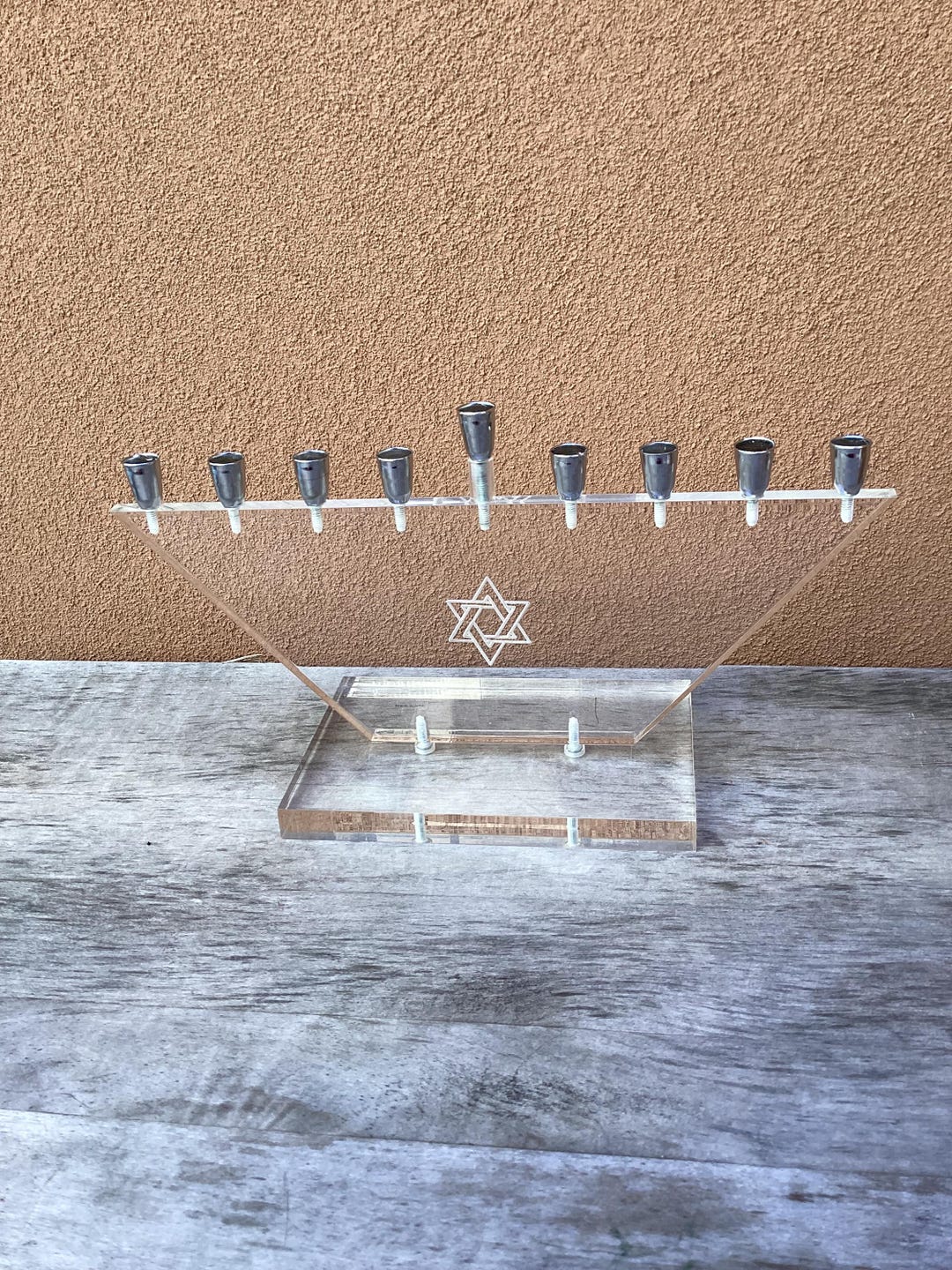 Clear Acrylic/lucite Menorah. Modernist Style Clear Acrylic and Silver ...
