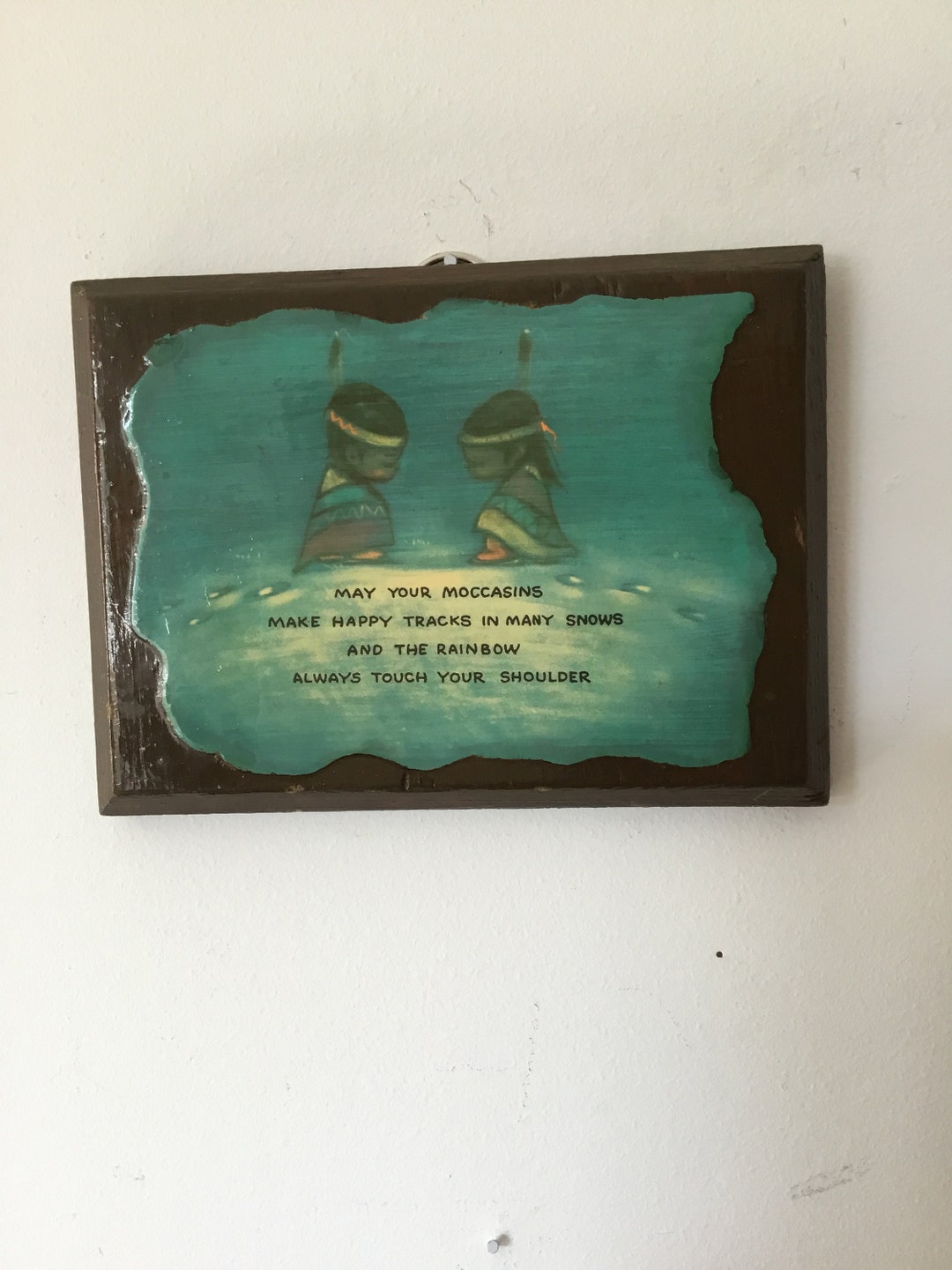 Small Vintage Cute Native American Children Plaque. Vintage Wall Plaque ...