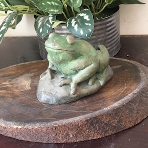 Small Handmade Fired Clay Frog Figure. Small Cute Green Artist Made ...