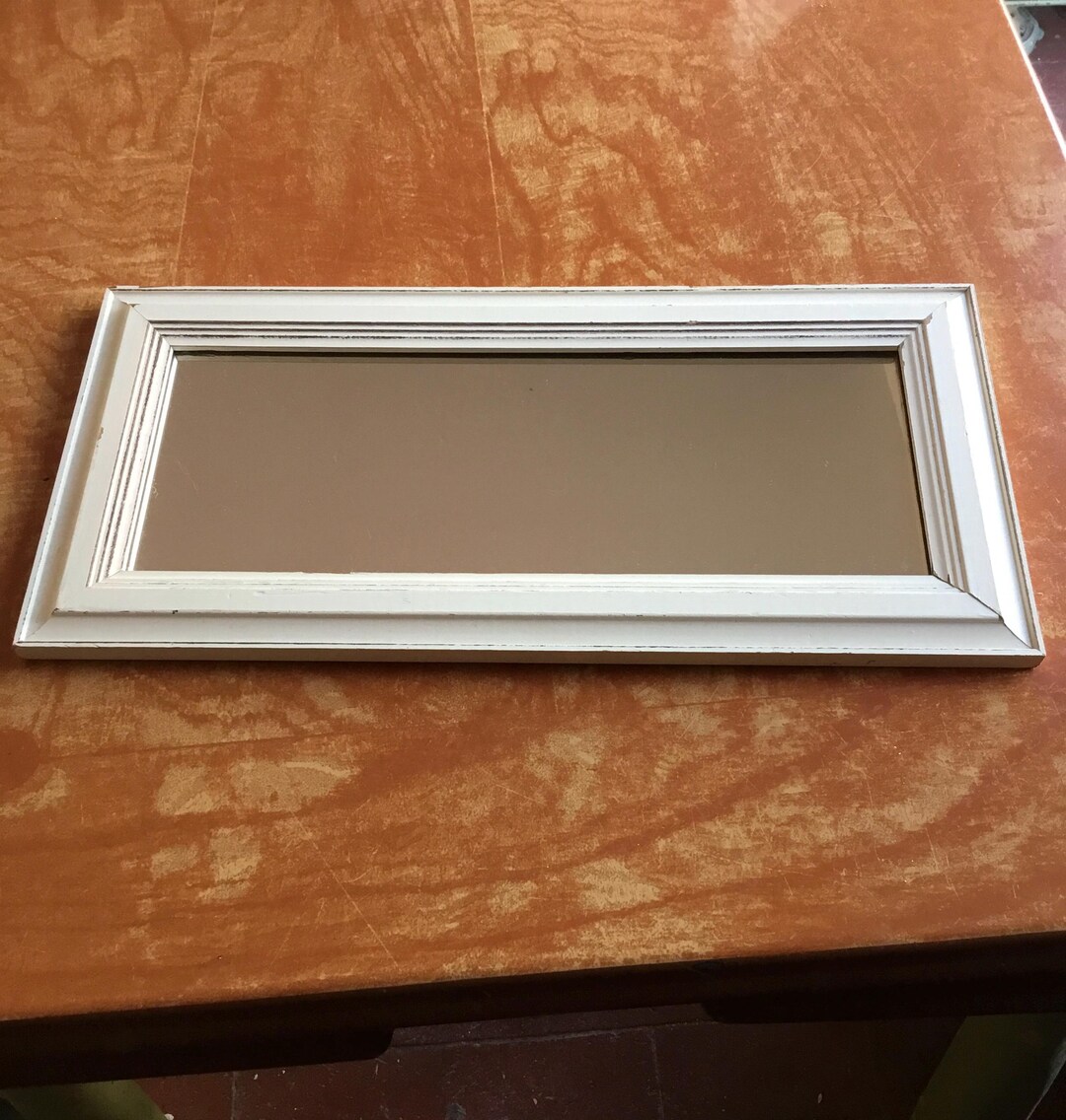 Small Rectangular Mirror in White Wood Frame. Long Narrow Rectangular ...