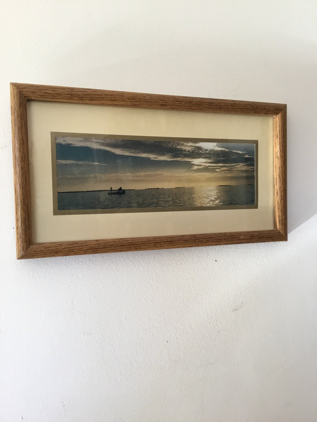 Well Matted and Framed Lake Fishing Photograph. Lake and Sky Scape Wide ...