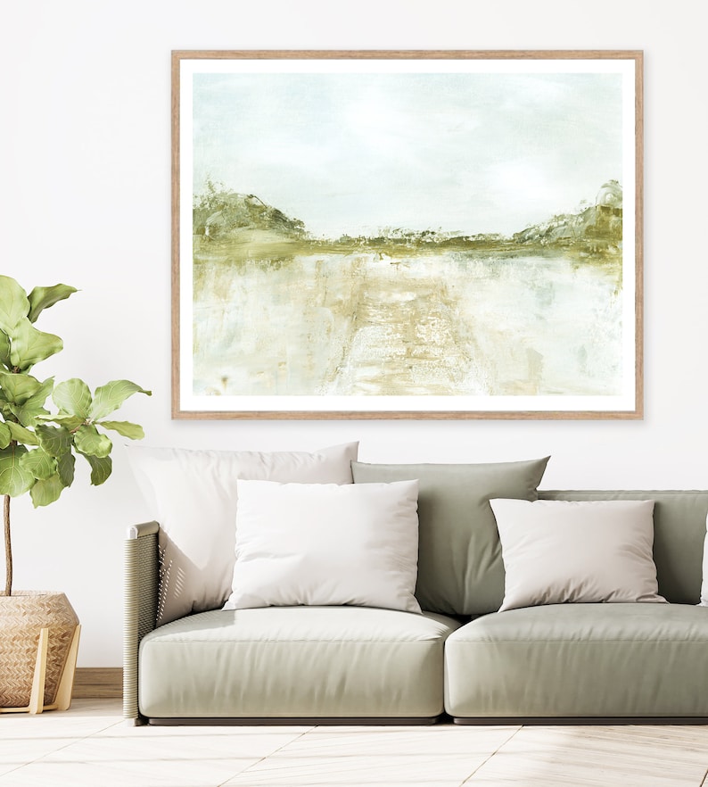 Lake Dock - Abstract Lake Landscape Painting Printable Wall Art ...