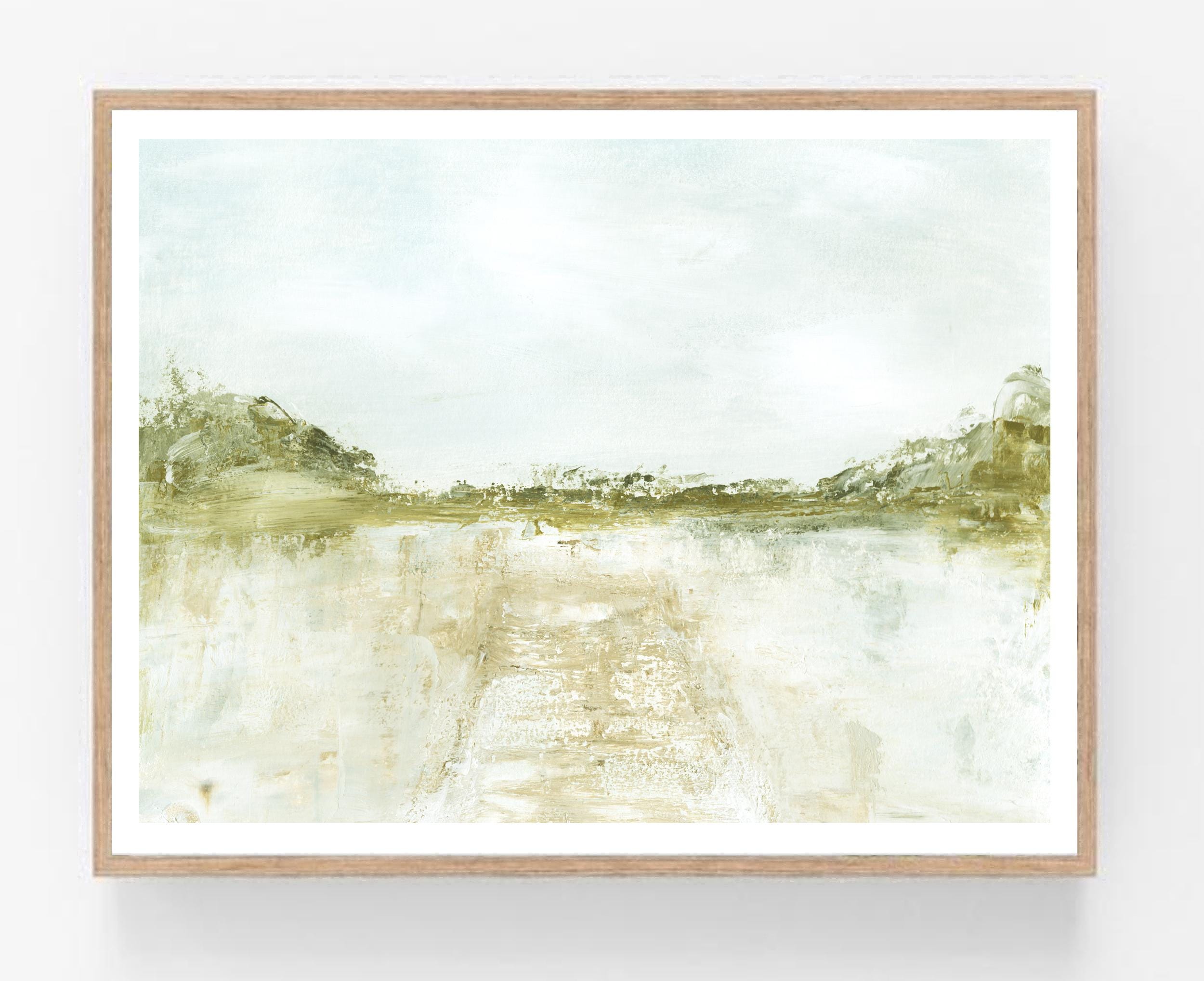 Lake Dock - Abstract Lake Landscape Painting Printable Wall Art ...
