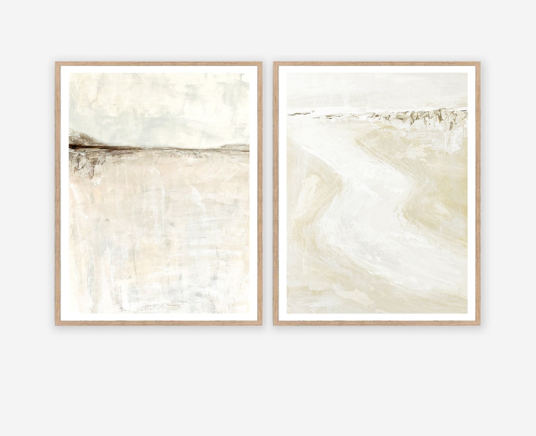 Light and Emerging Gallery Wall Set of 2 Paintings, Abstract Landscapes ...