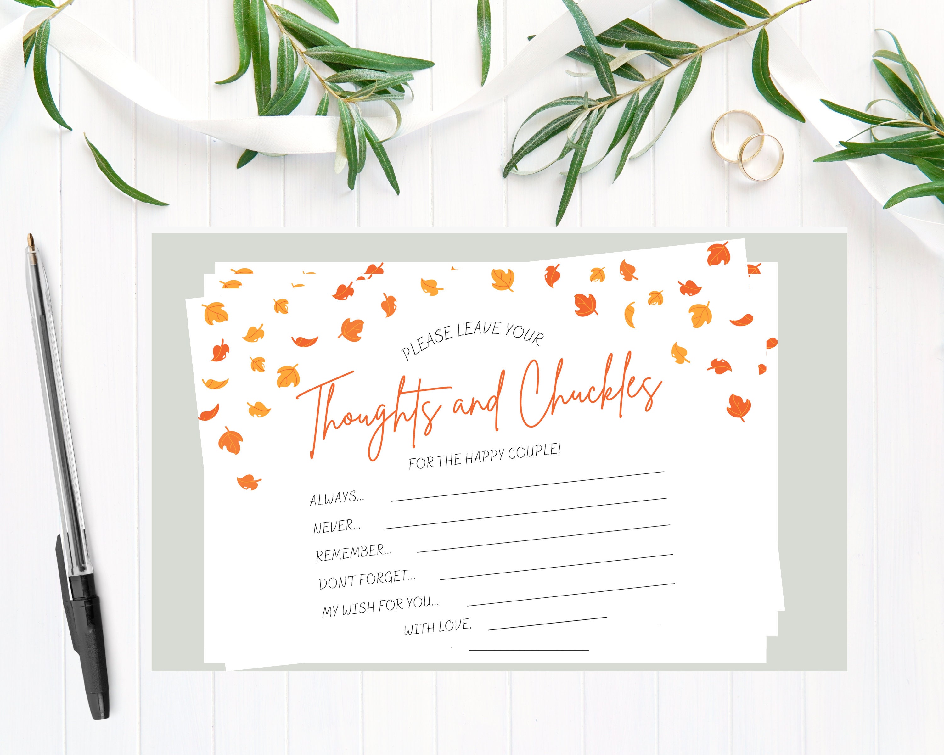 Fall Wedding Advice Cards, Thoughts and Chuckles for the Happy Couple ...
