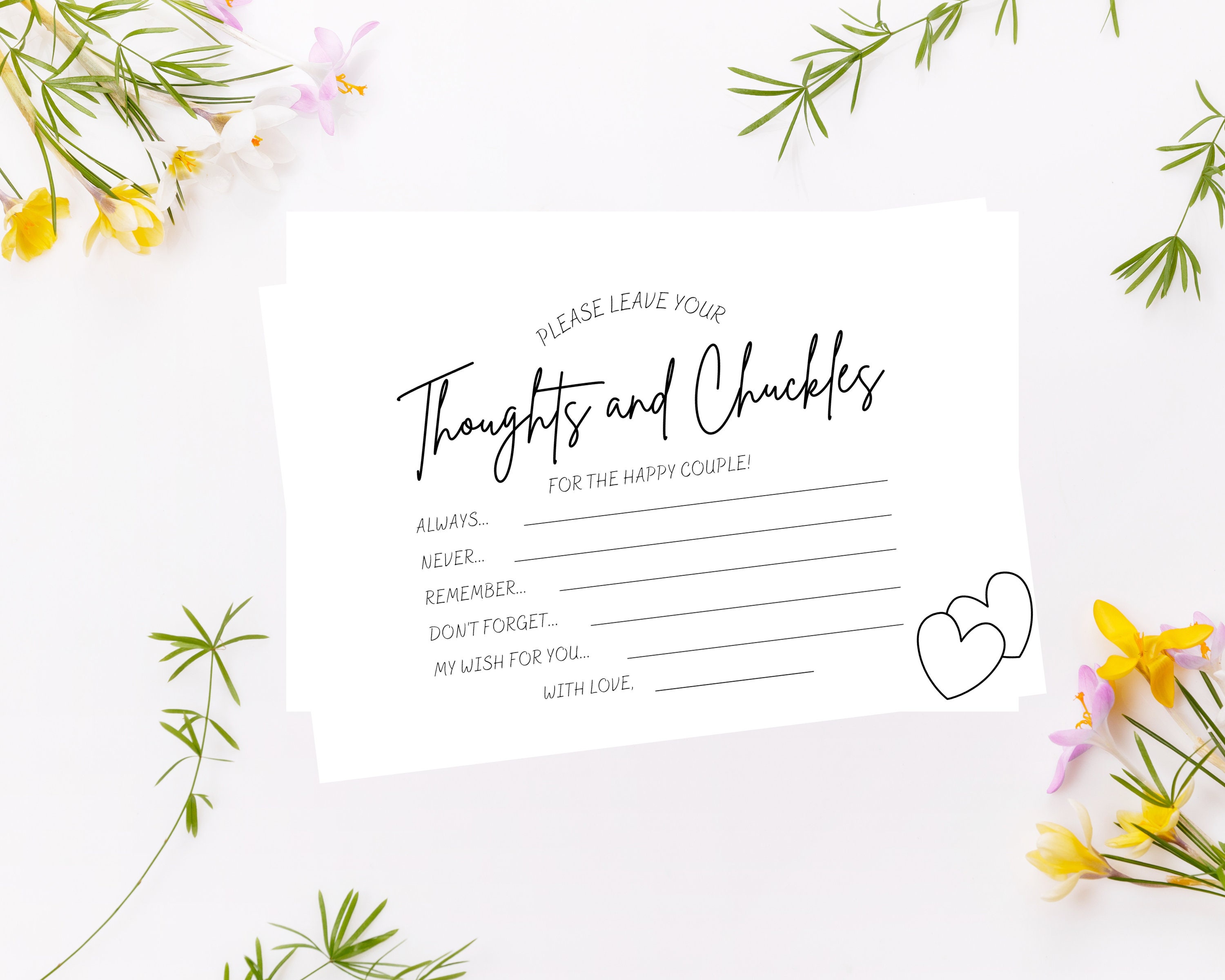 Printable Wedding Advice Cards, Bridal Advice and Wishes Cards for ...