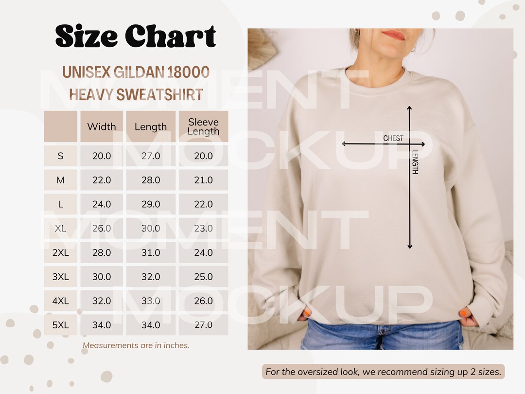 Gildan 18000 Sizing Chart, Size Chart, Gildan 18000 Crewneck Size Chart ...
