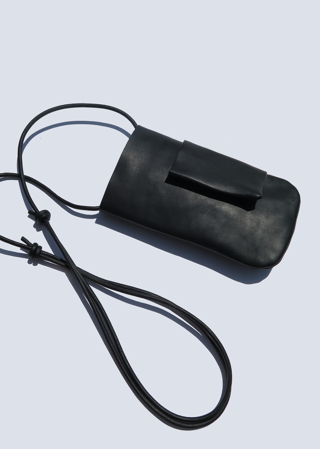 Black Leather Phone Bag • Small Crossbody Purse • Minimalist Leather ...
