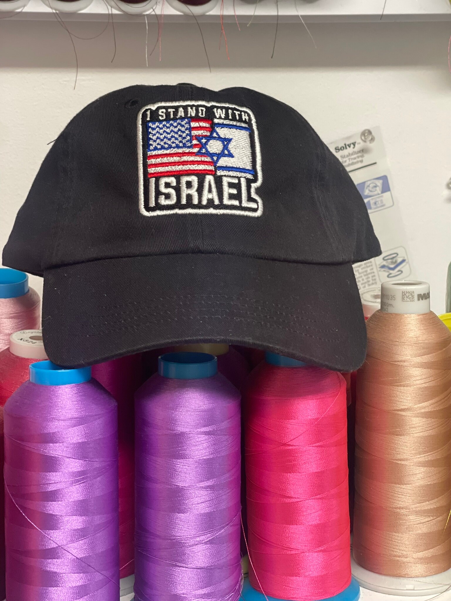 I Stand With Israel Hat American Flag Embroidery Israel Flag Embroidery ...