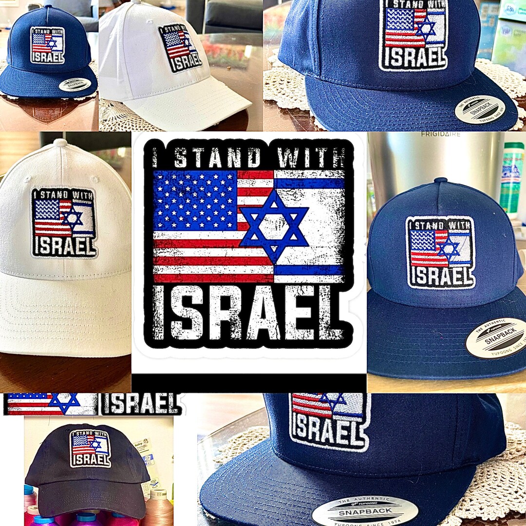 I Stand With Israel Hat American Flag Embroidery Israel Flag Embroidery ...