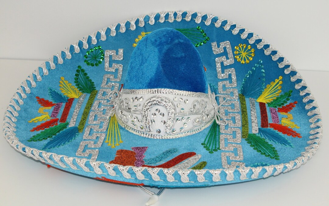 Sombrero Mariachi INDIO Cancún Blue/silver in m Size Handmade From ...