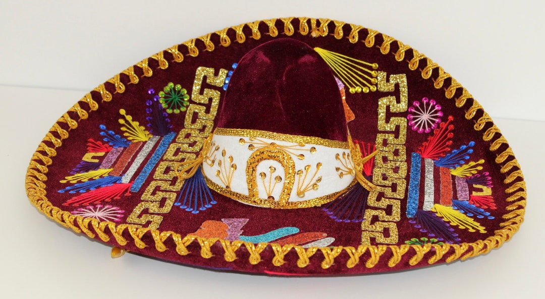 Sombrero Del Charro AZTECA Burgundy and Gold Color Combination ...