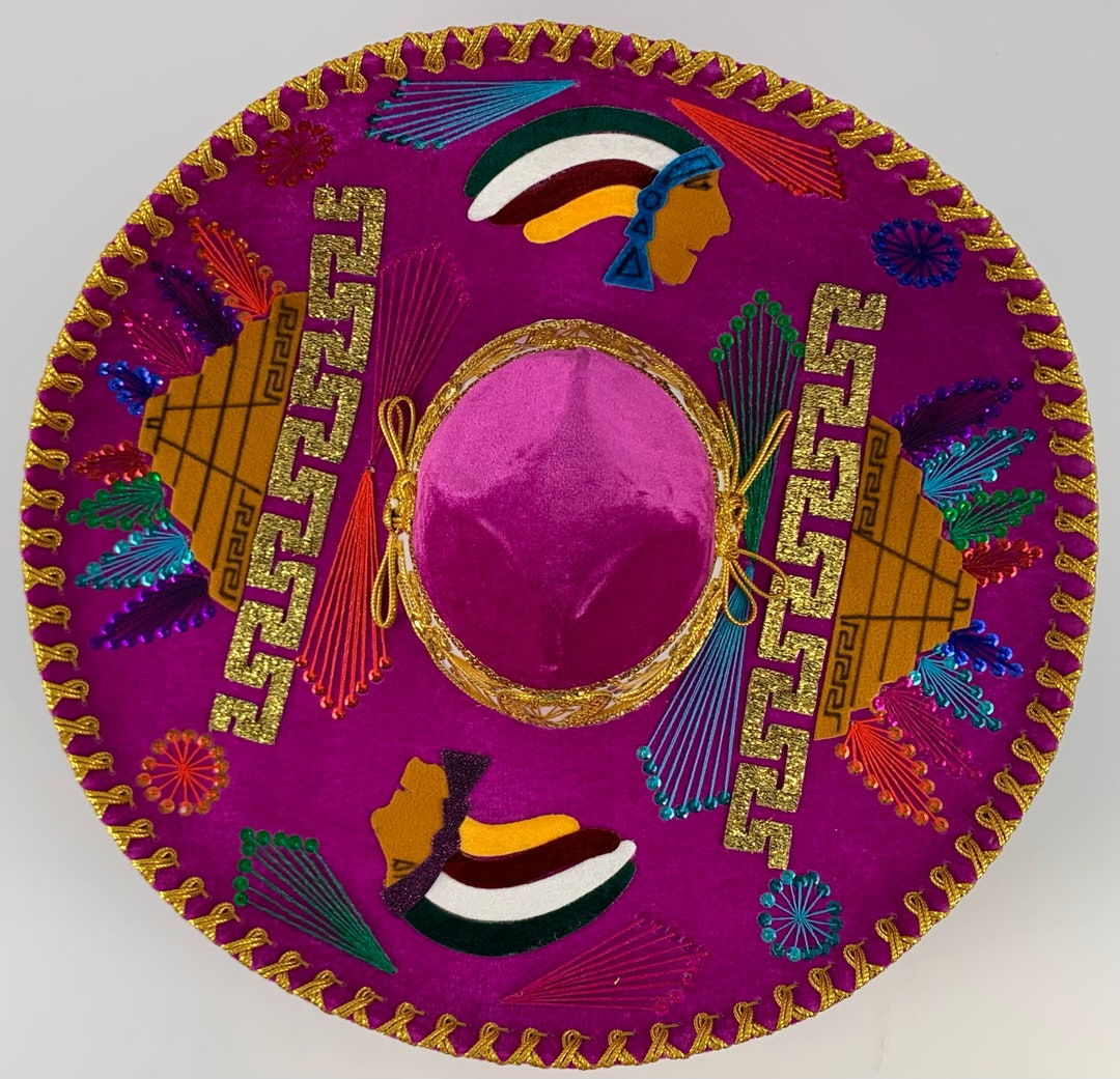 Sombrero Mariachi INDIO Pink/gold in m Size Handmade From Mexico ...