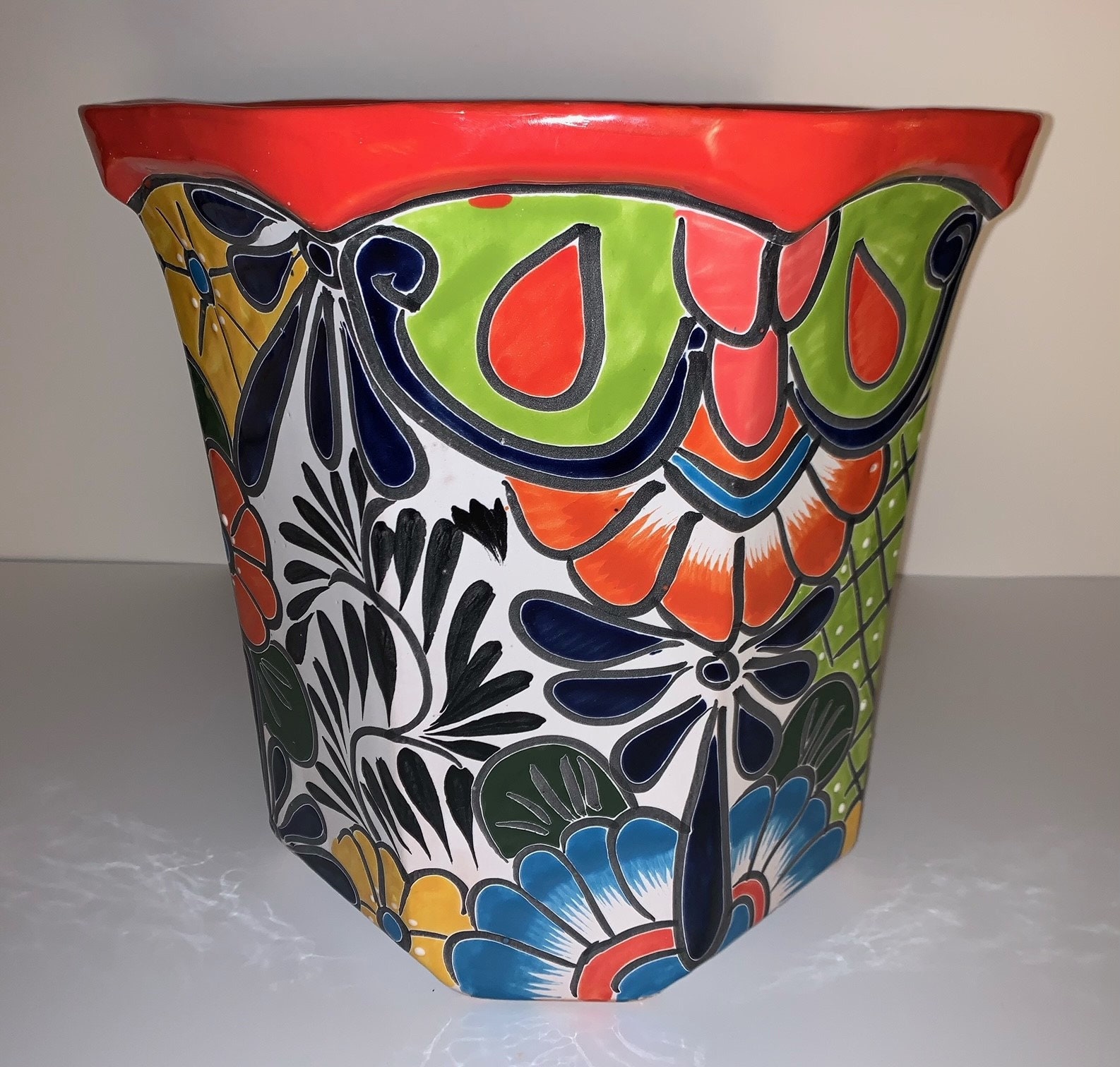 Talavera Flower Pot hermosillo Dark Blue Medium - Etsy UK