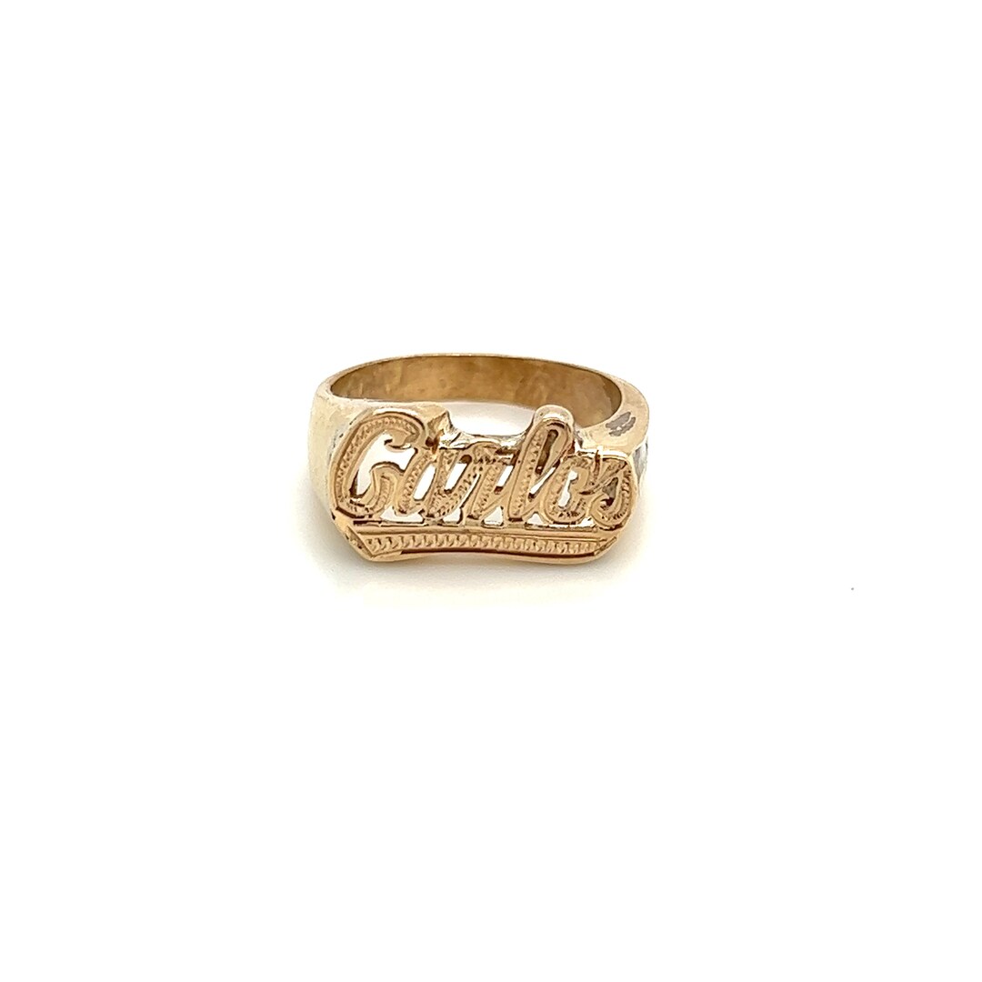Custom Gold Name Ring Solid Gold 10k or 14k Fine Jewelry Diamond Cut on ...