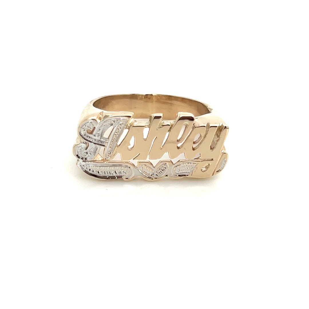 Custom Gold Name Ring Solid Gold 10k or 14k Fine Jewelry Diamond Cut on ...