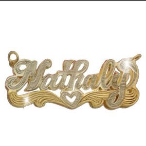 Customized Double Nameplate Necklace 10K & 14K Real Gold Heart Tail ...