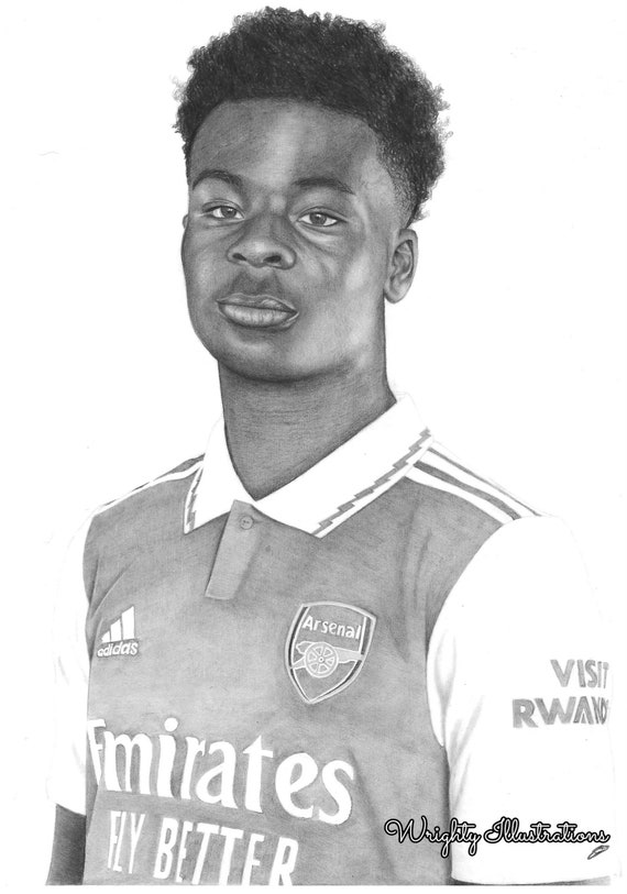 Bukayo Saka / A4 Dibujo Print - Etsy México