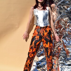 MARINE SERRE Flame Fire Leather Pants Runway 2019 Moto SZ Small Medium ...