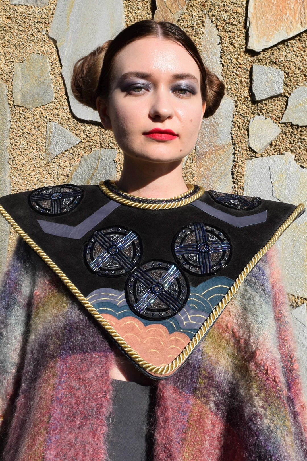 LAISE ADZER Vintage 80s Leather Art Collar Choker Necklace - Etsy