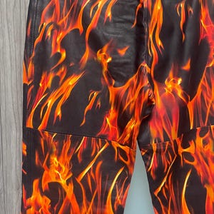 MARINE SERRE Flame Fire Leather Pants Runway 2019 Moto SZ Small Medium ...
