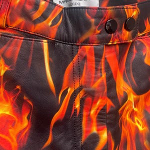 MARINE SERRE Flame Fire Leather Pants Runway 2019 Moto SZ Small Medium ...