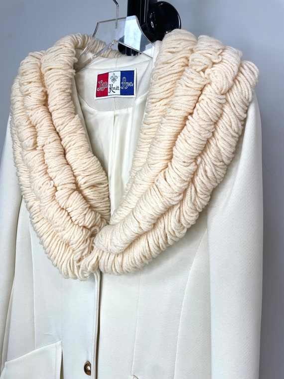 LILLI ANN 70s Vintage Princess Coat Ivory Knit Yarn T… - Gem