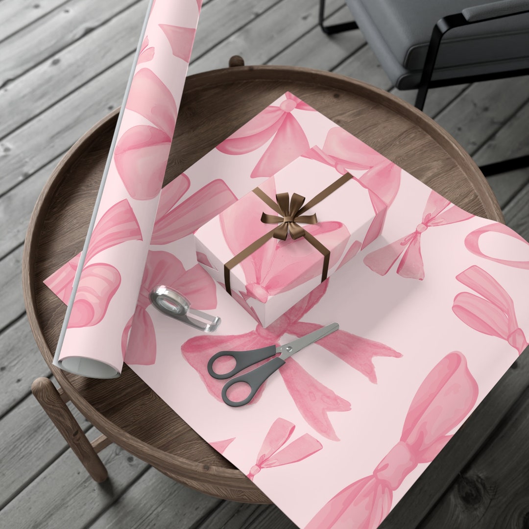 Pink on Pink Bows Coquette Aesthetic Wrapping Paper for Grandmillennial ...