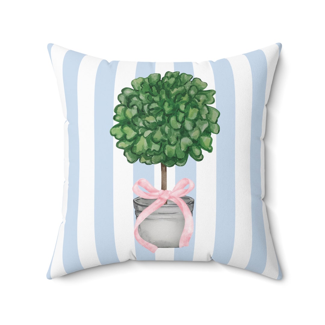 Boxwood Topiary With Pink Bow Grandmillennial Style Trendy Cute Throw ...