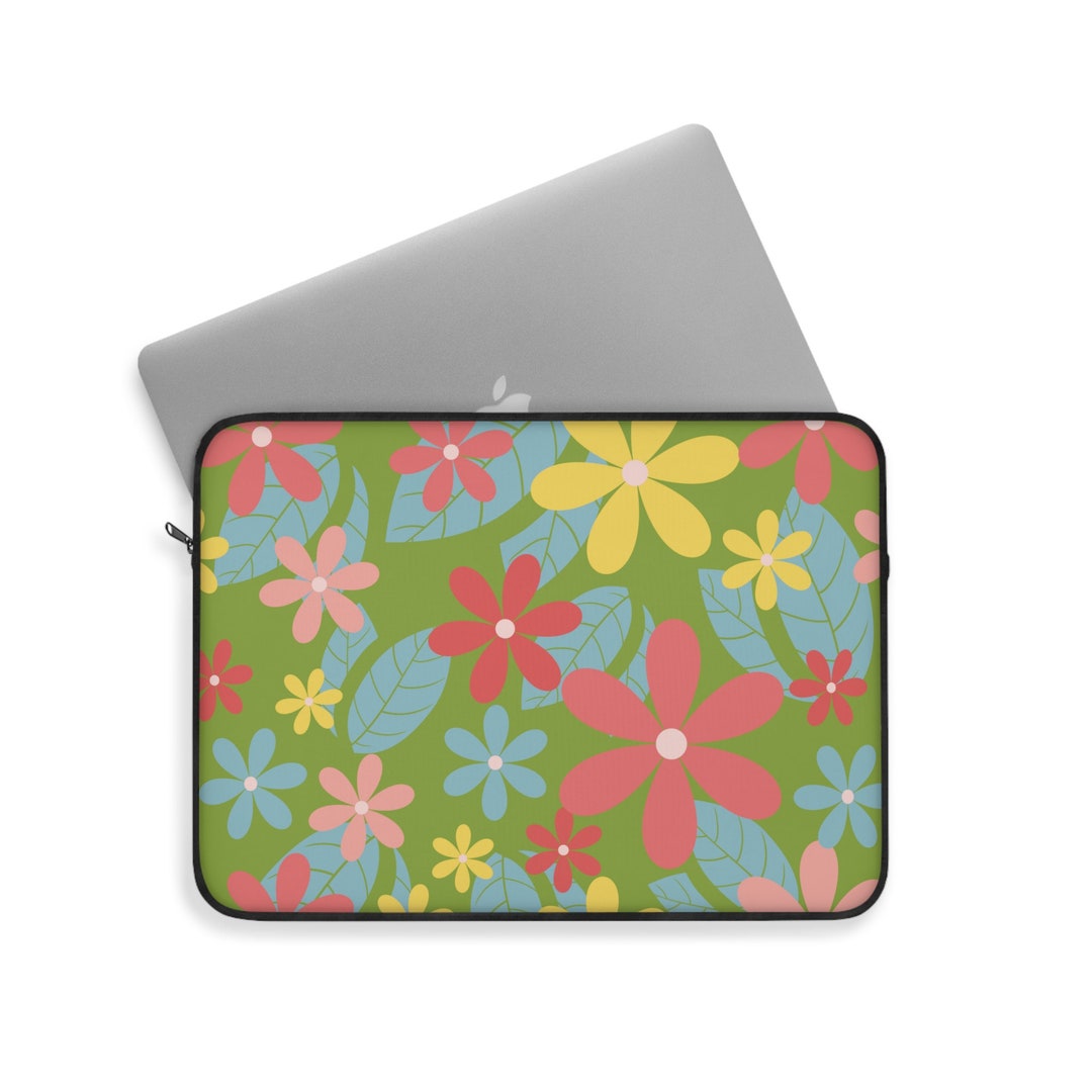 Retro Pea Green Floral Print Laptop Sleeve 13 or 15 Option - Etsy