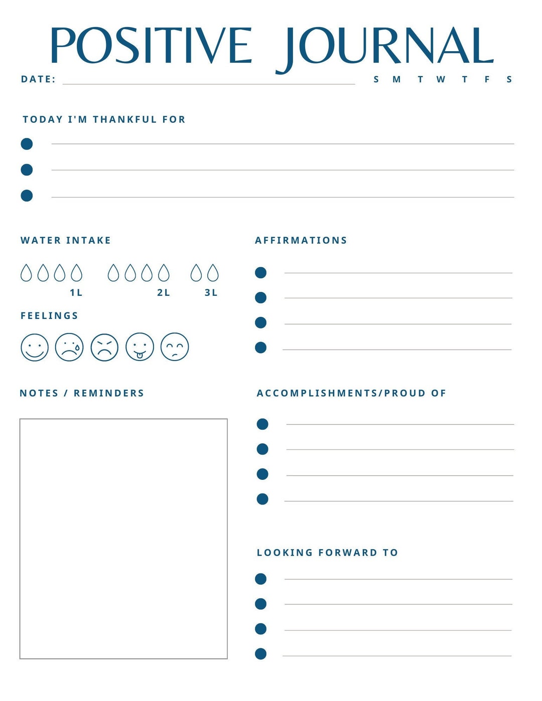 Printable Positive Journal Page - Etsy