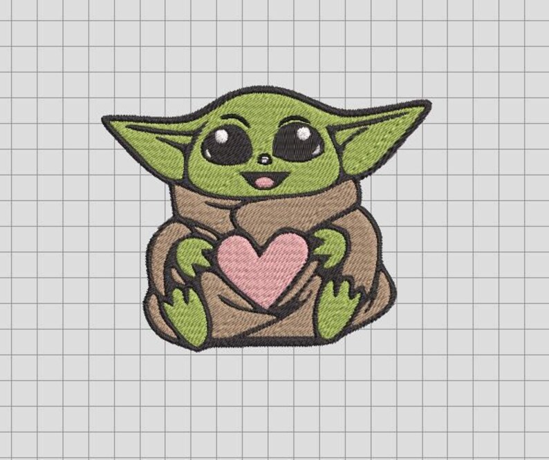 Baby Yoda Embroidery Design 3'' , 4'' - Etsy