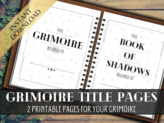 Title Pages Grimoire Book of Shadows Printable - Etsy