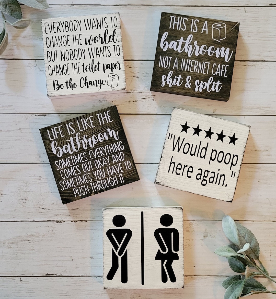 Bathrooms Signs, Wood Signs, Signs With Sayings, Shelf Signs, Wood ...
