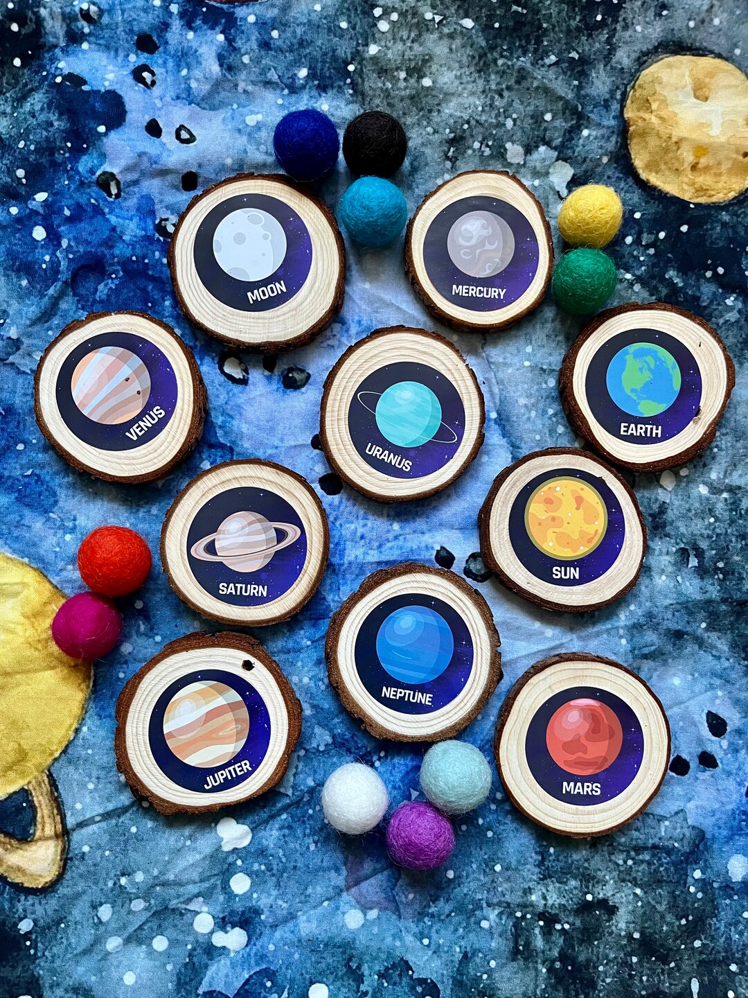 Space Log Slices I Planets Solar System I Space Theme Loose Parts I ...