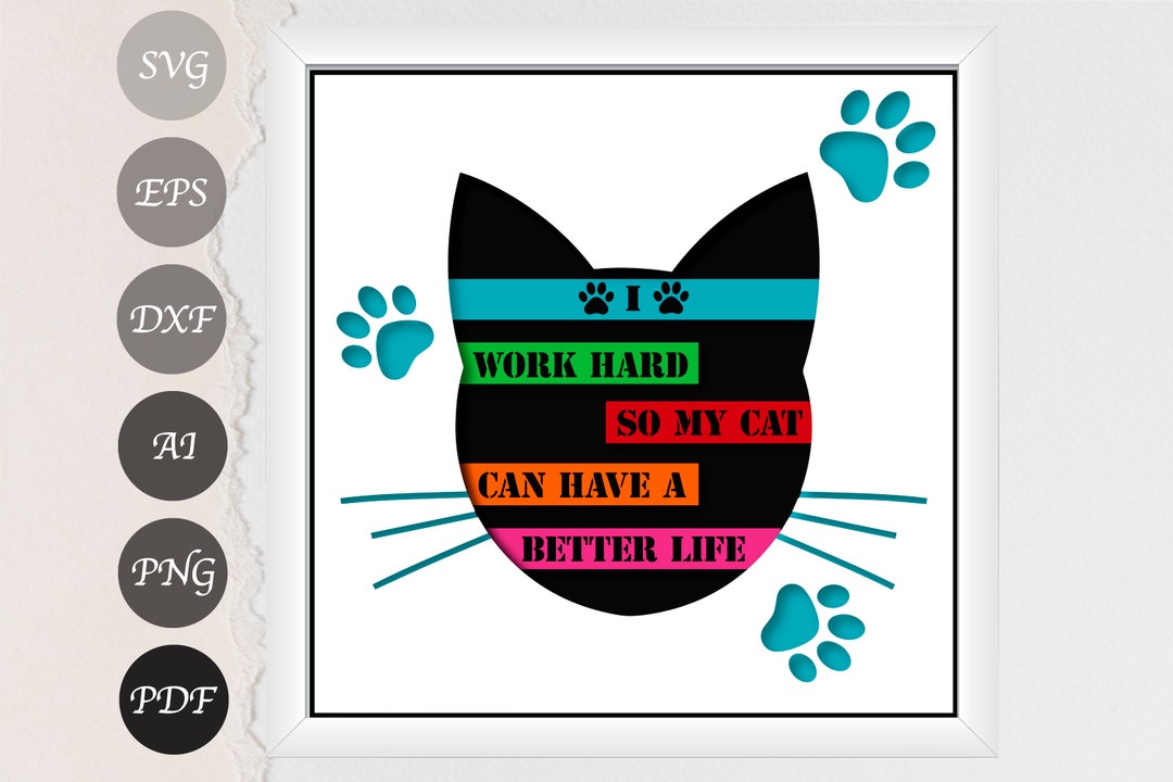 Cat Shadow Box SVG, 3d Papercut SVG, Layered Paper Art Template for ...