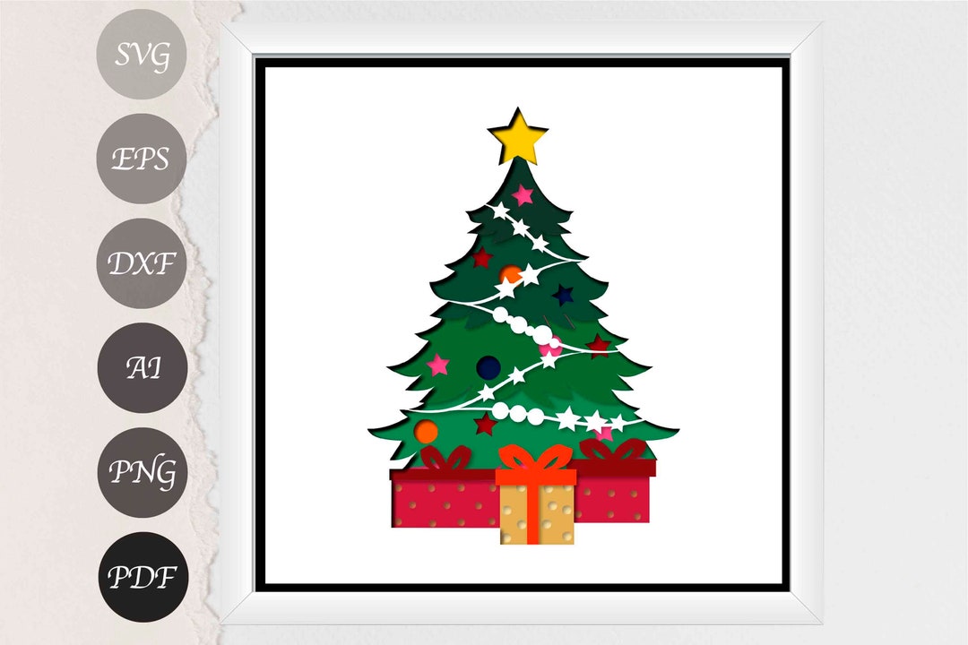 3d Christmas Tree Shadow Box SVG, 3d Shadow Box Cricut SVG Christmas ...