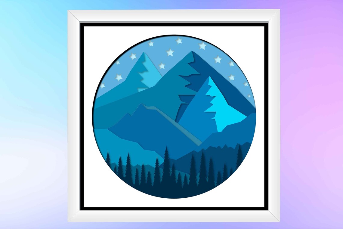 Mountain Shadow Box SVG 3d Mountains Svg Paper Cut Template - Etsy