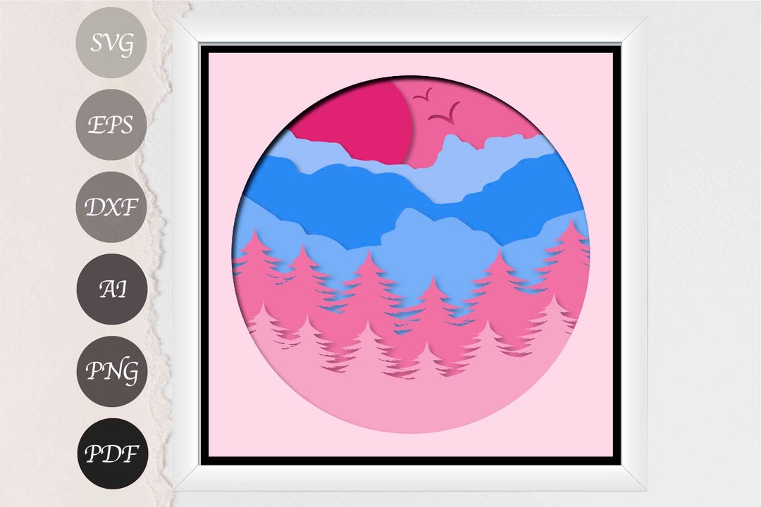 Mountain Shadow Box SVG Layered Landscape Paper Cutting Files - Etsy