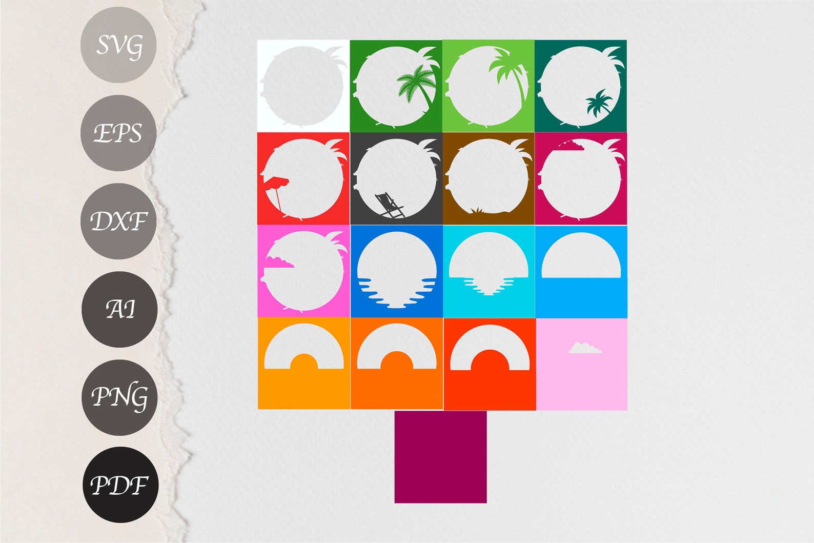 Beach Sunset Shadow Box SVG Beach Layered Lightbox and Paper - Etsy