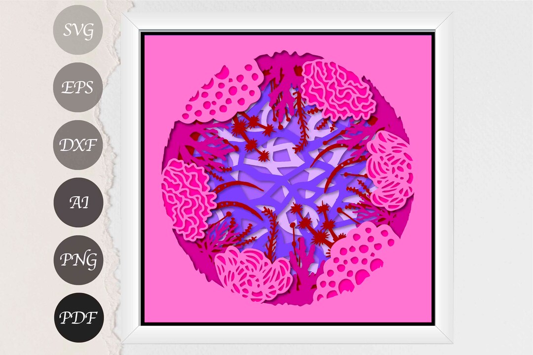 Sea Life Shadow Box SVG, Seaweed Light Box Paper Cut Template Layered ...