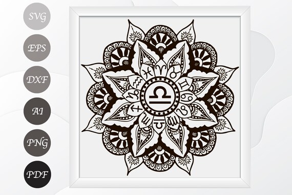 Libra Zodiac Mandala SVG Zentangle SVG for Cricut and | Etsy