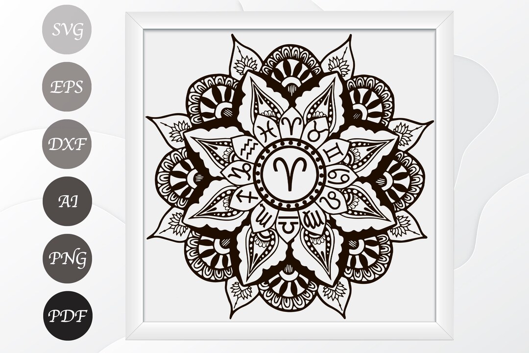 Aries Zodiac Mandala SVG Zentangle SVG for Cricut and Silhouette - Etsy